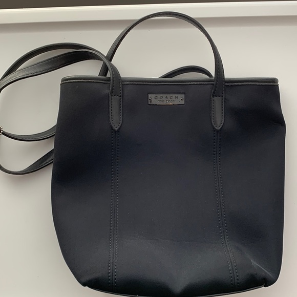 Coach | Bags | Coach Black Neoprene Leather Tote Bag | Poshmark